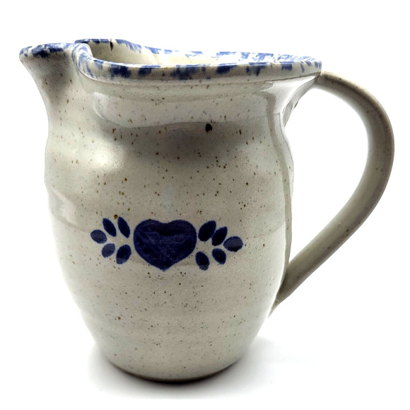 Unmarked | Accents | Handcrafted Signed Pottery Pitcher Speckled Cream ...